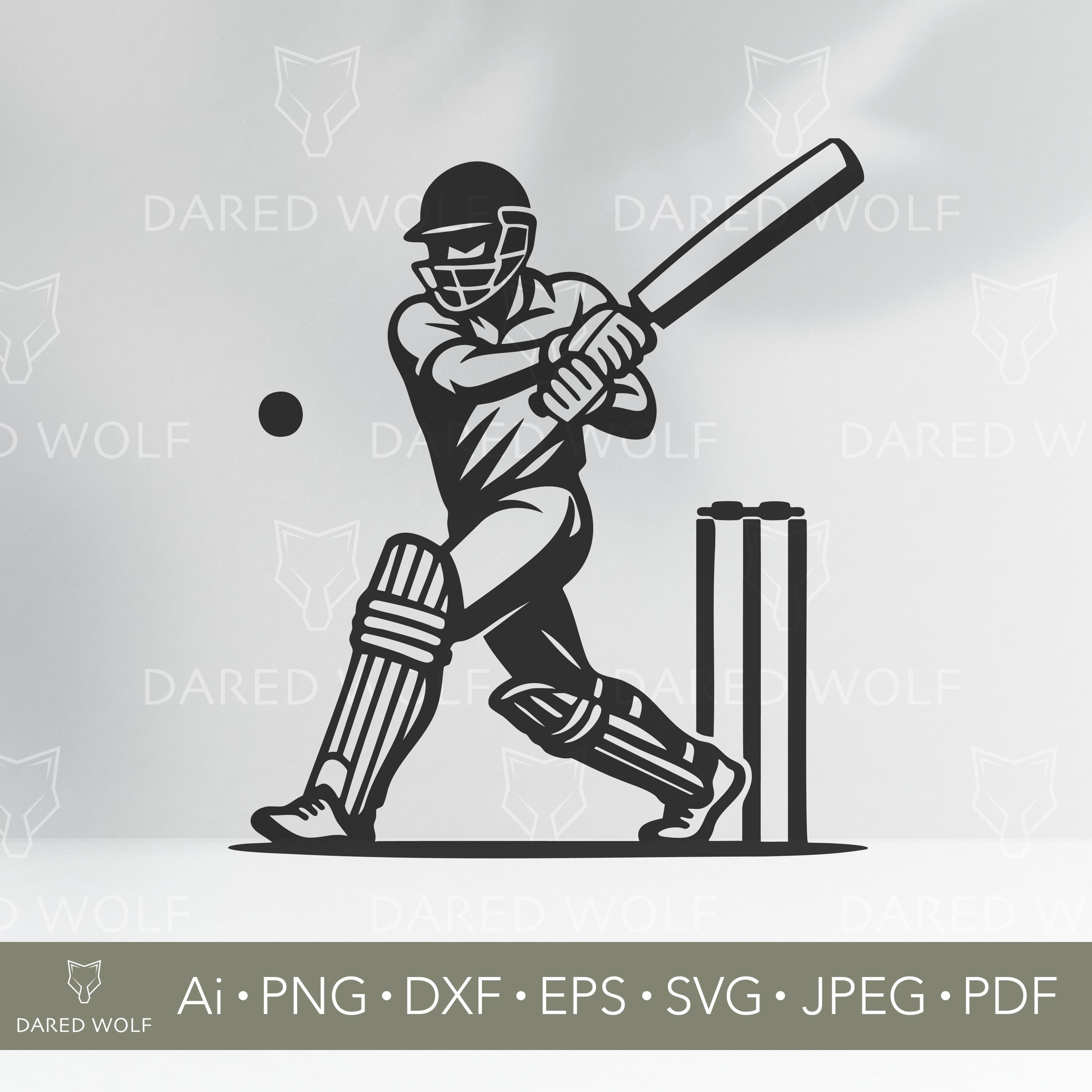 Cricket Player SVG: Batsman Silhouette - Sports Clipart (digital ...