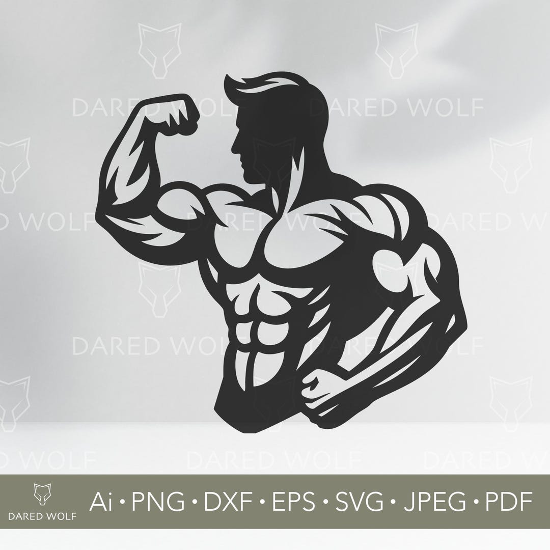 Bodybuilder Silhouette SVG: Gym Fitness Clipart (digital File Bundle ...