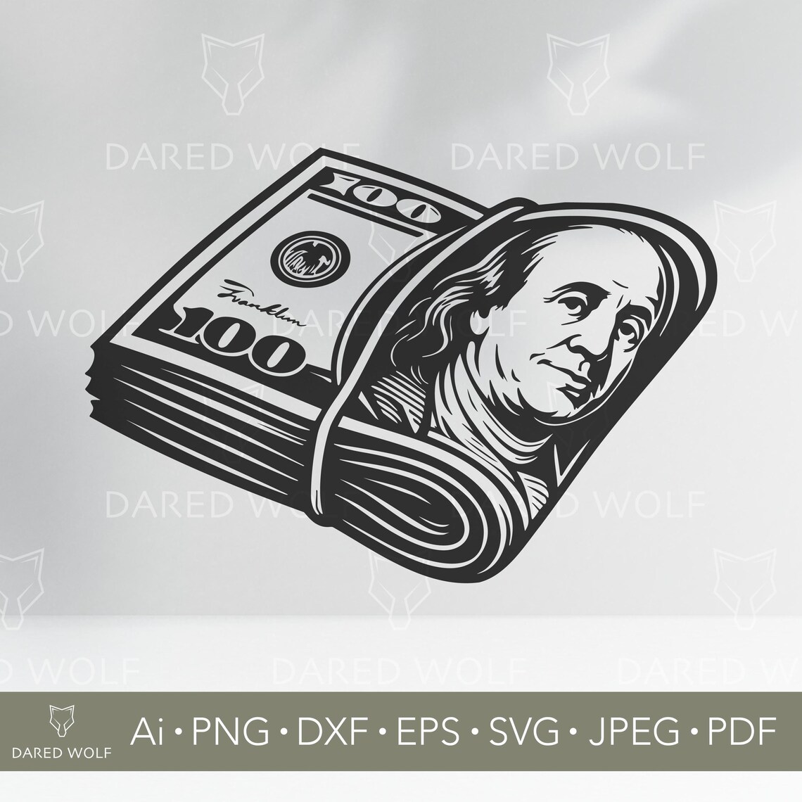 Money Stack Vector Art: Hundred Dollar SVG, Hustle Design (digital File ...