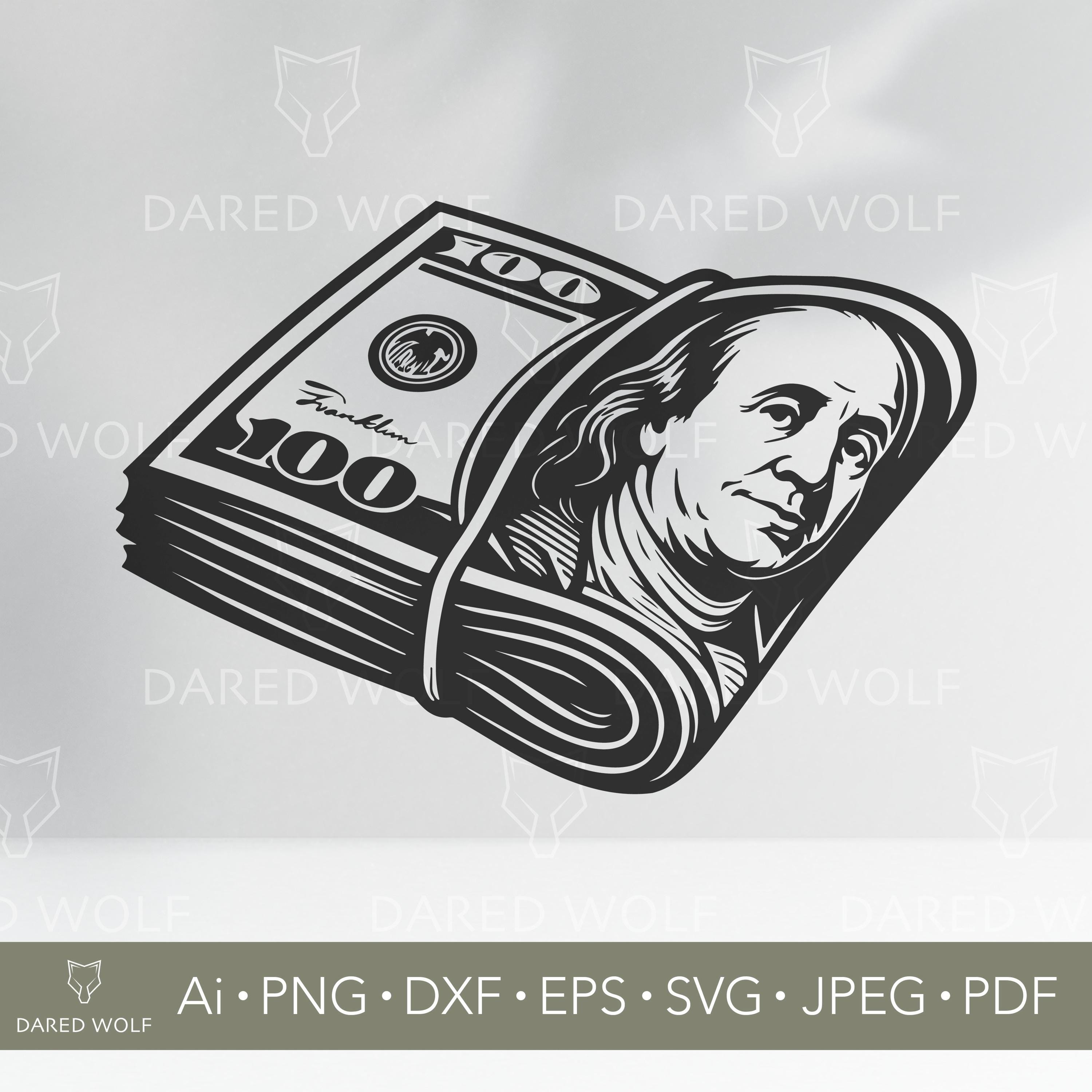 Money Stack Vector Art: Hundred Dollar SVG, Hustle Design (digital File ...