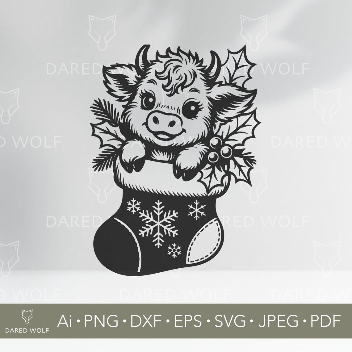 Christmas Cow Tattoo Flash – Holiday Clipart for Cricut (PDF) - Etsy