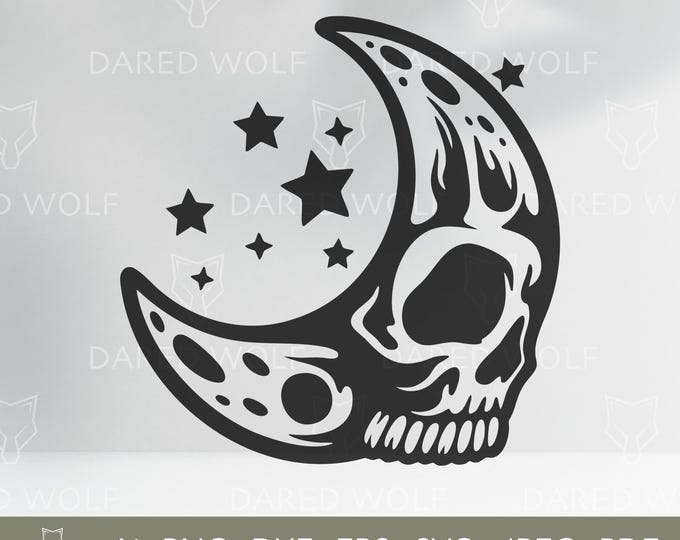 Skull Moon Svg File | Celestial Svg | Occult Svg | Moon Svg | Celestial ...