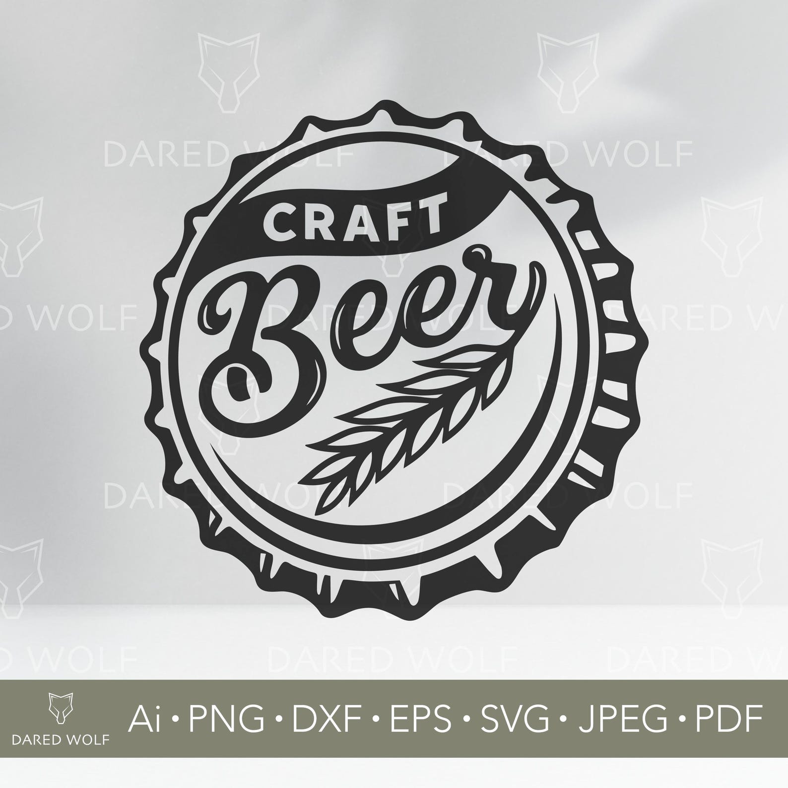 Craft Beer SVG: Bottle Cap Logo Vector, Homebrew Bar Decor (digital ...
