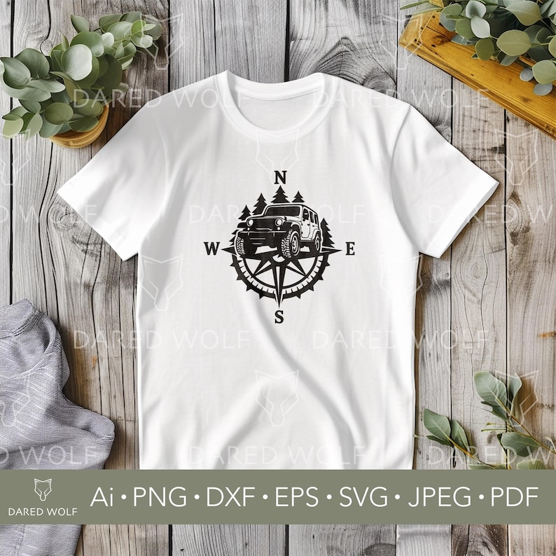 4x4 Off-road Vector Art: Compass & Pine Trees SVG, Cricut, Silhouette ...