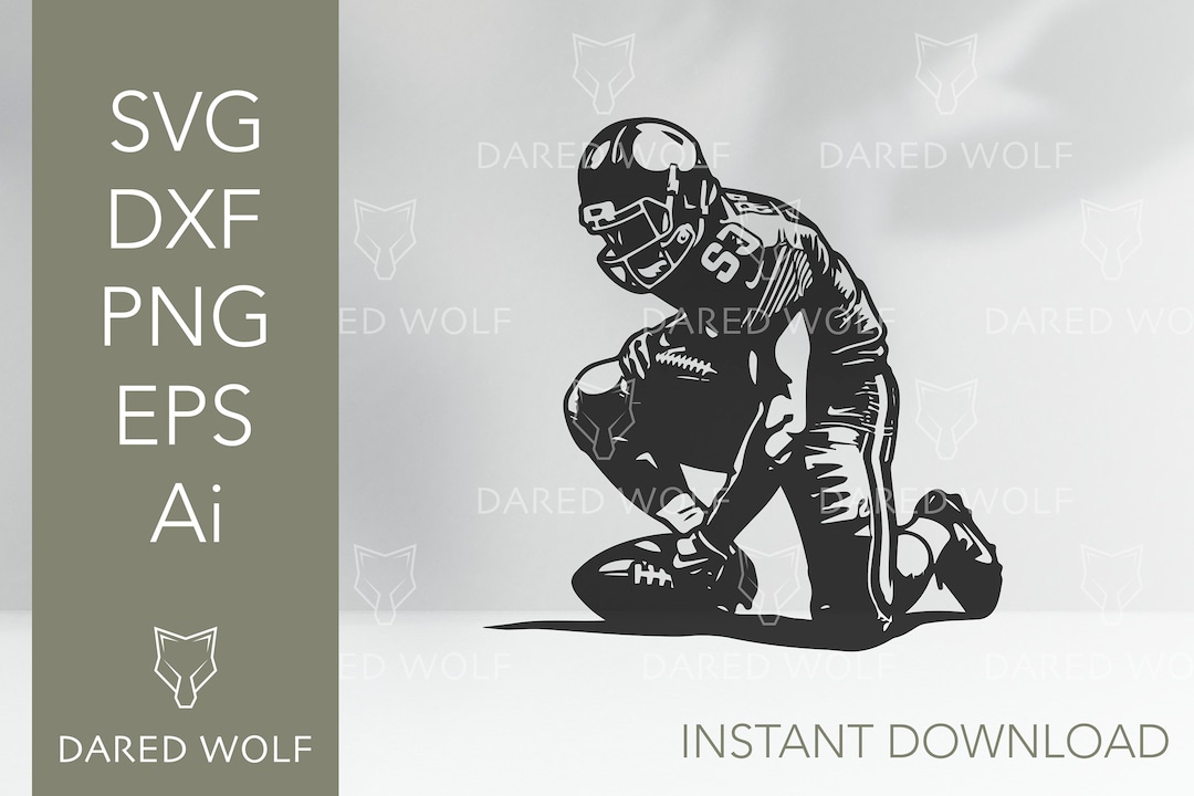 Football Player Kneeling Vector Cut File | Football Clipart | Sport ...