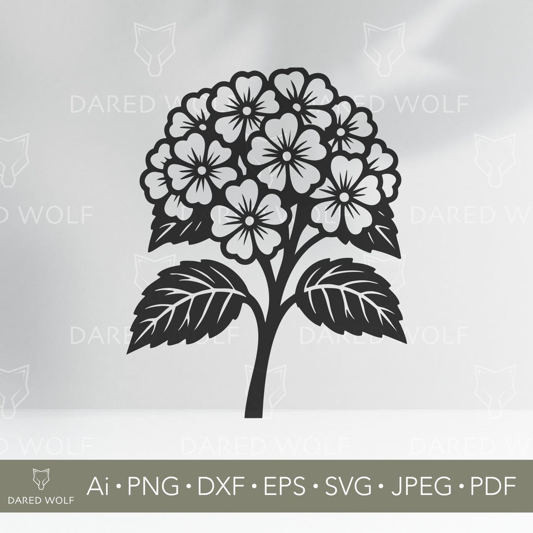 Hydrangea Flower Cluster SVG | Botanical Floral Design for Cricut ...
