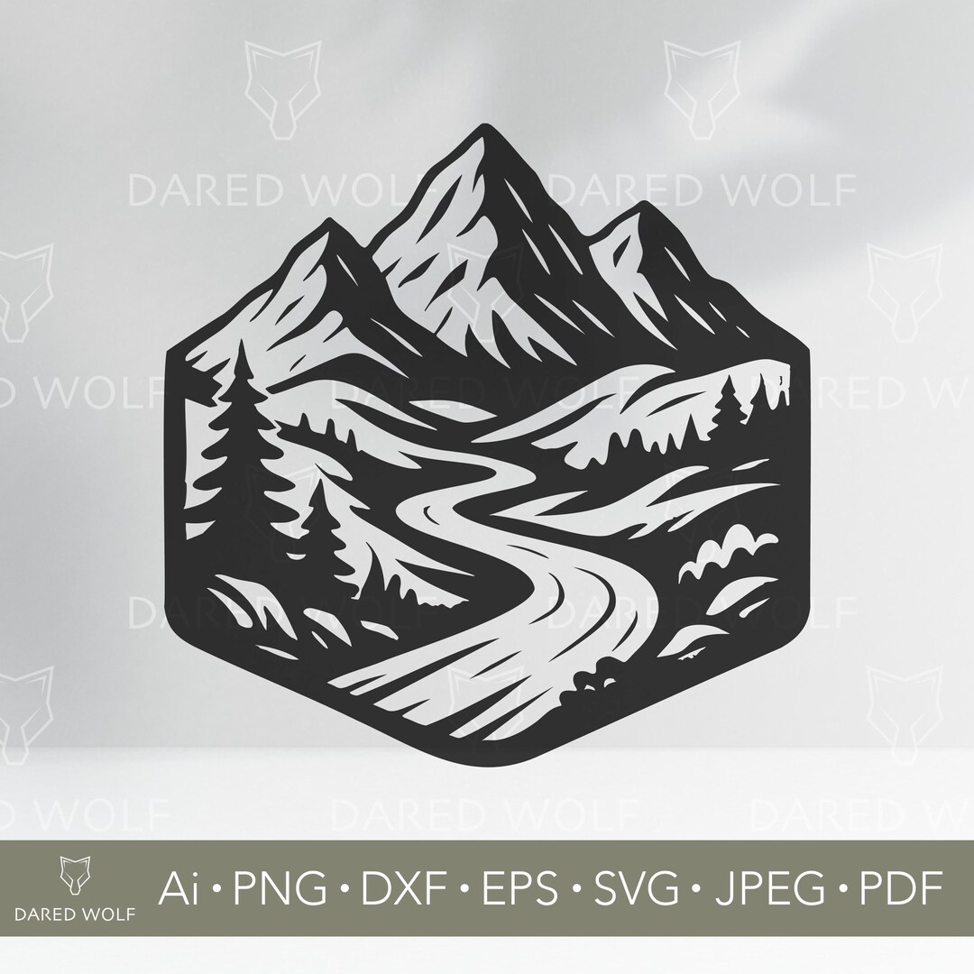 Mountain Road SVG - Scenic Nature Badge Clipart - Wilderness Adventure ...