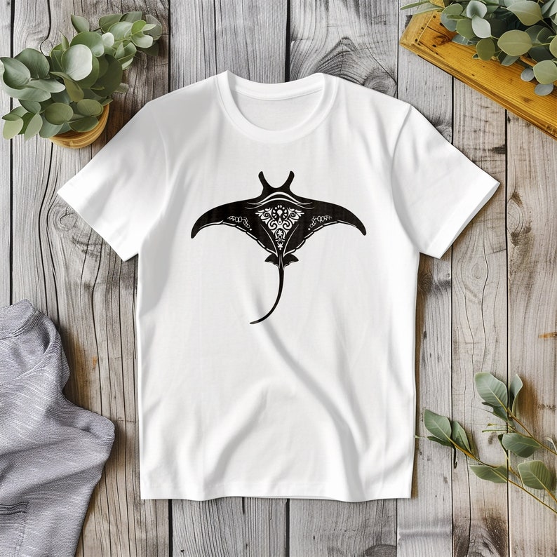 Tropical Manta Ray Silhouette Vector SVG Cut File | Shaka Pattern ...