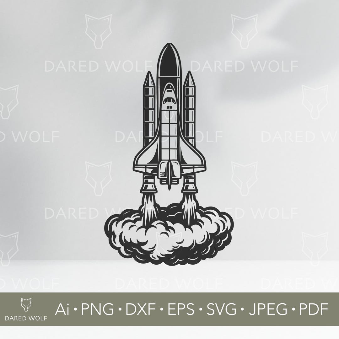 Rocket Launch SVG: Space Shuttle Vector Art for Cricut, Silhouette ...
