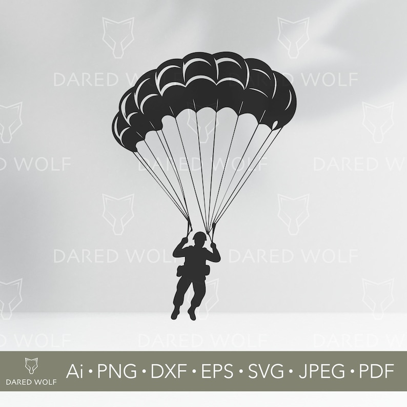 Paratrooper SVG Vector Art | Military Parachute Design for Cricut and ...