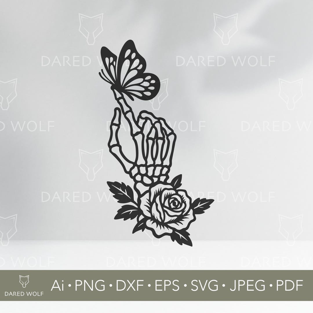 Skeleton Hand Butterfly SVG: Gothic Tattoo Vector Art (digital File) - Etsy