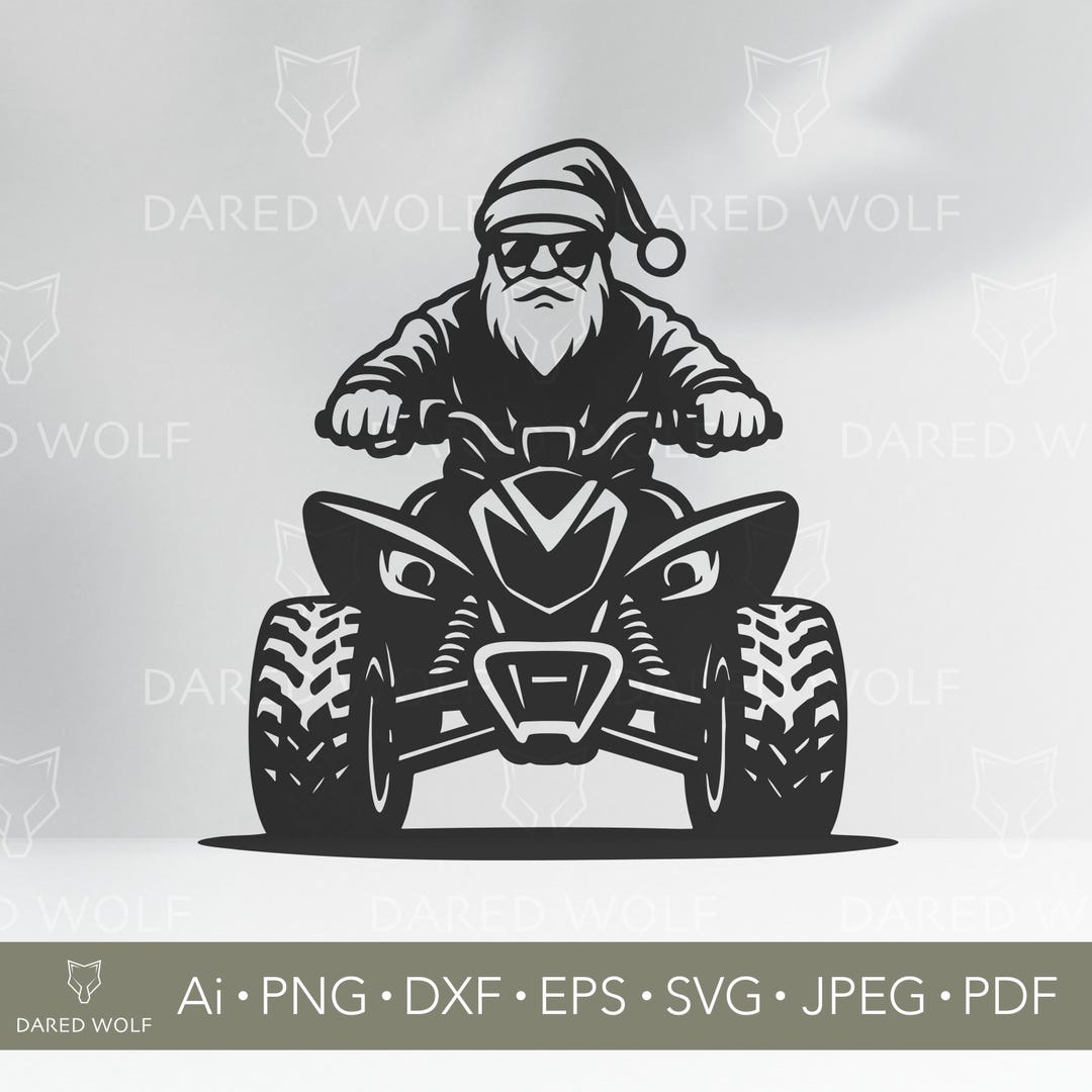 Santa ATV SVG | Cool Christmas Santa Riding Quad Vector Art for Cricut ...