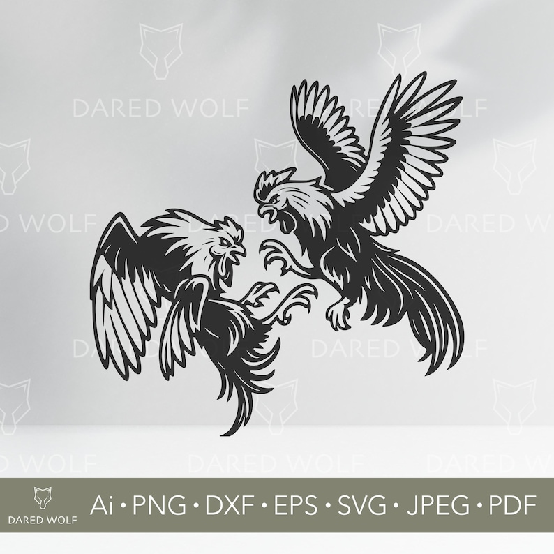 Rooster Fight Vector Art: Cockfighting SVG, Cricut & Silhouette ...