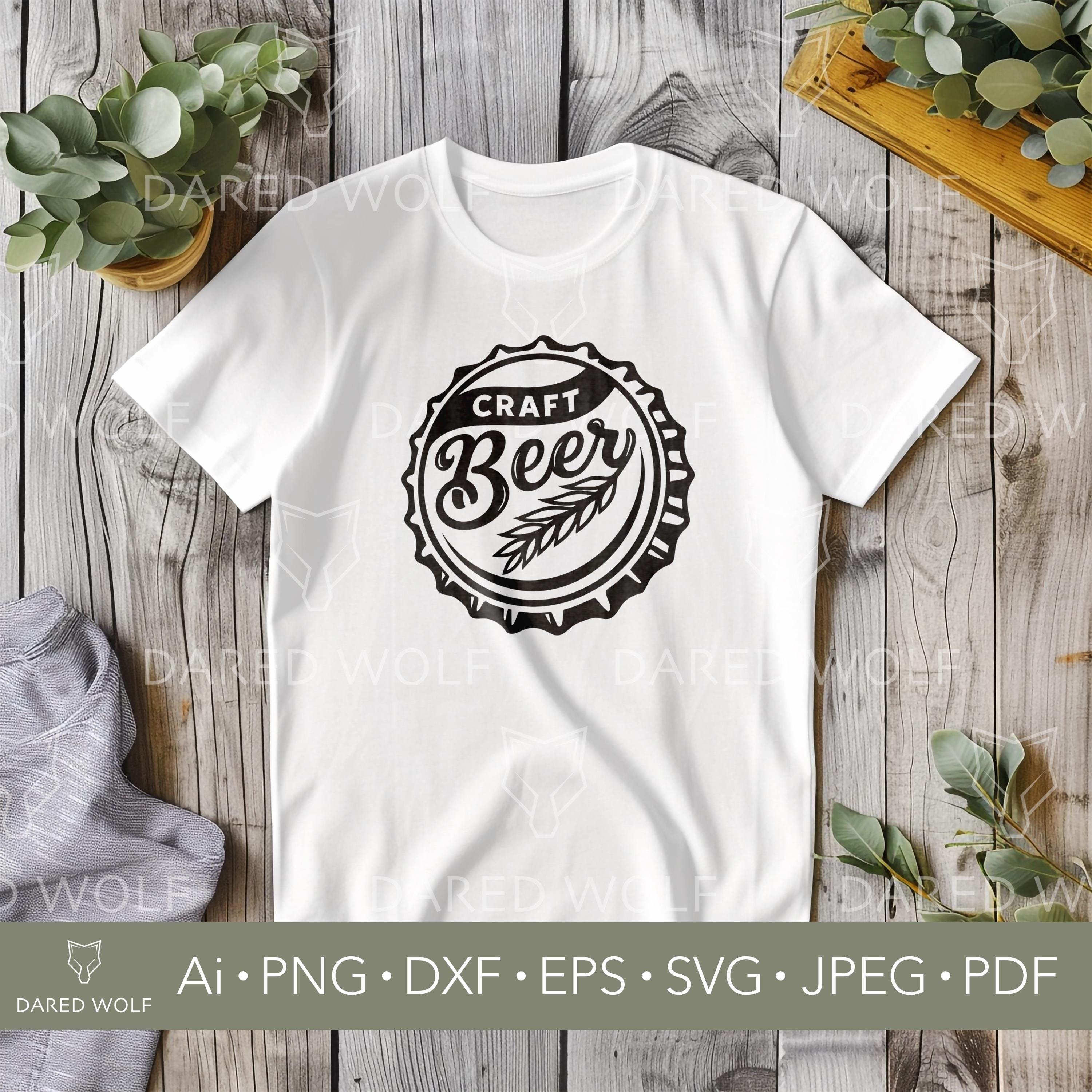 Craft Beer SVG: Bottle Cap Logo Vector, Homebrew Bar Decor (digital ...