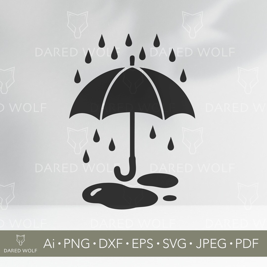Umbrella SVG - Rain and Puddle Vector - Weather Clipart for Spring ...