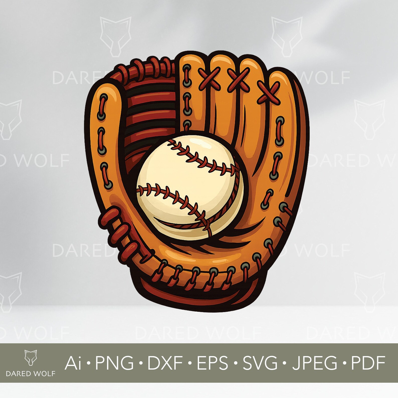 Baseball Glove Art - Sports Illustration - Ball and Mitt Design for ...