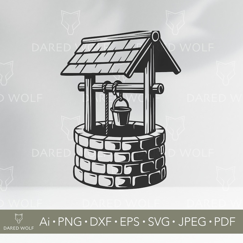 Wishing Well SVG Design | Rustic Water Well Vector Clipart for Cricut ...