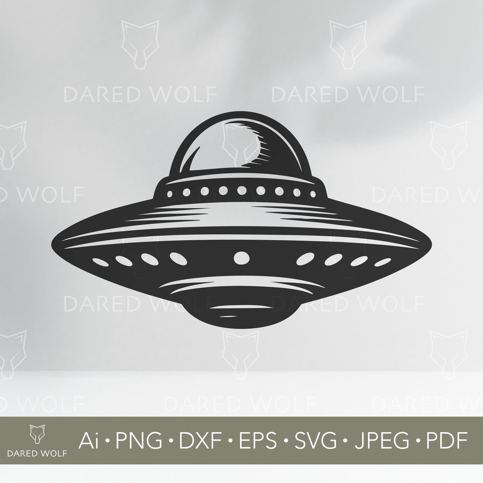 Retro Alien UFO SVG: Sci-fi Flying Saucer Vector Clipart (digital ...