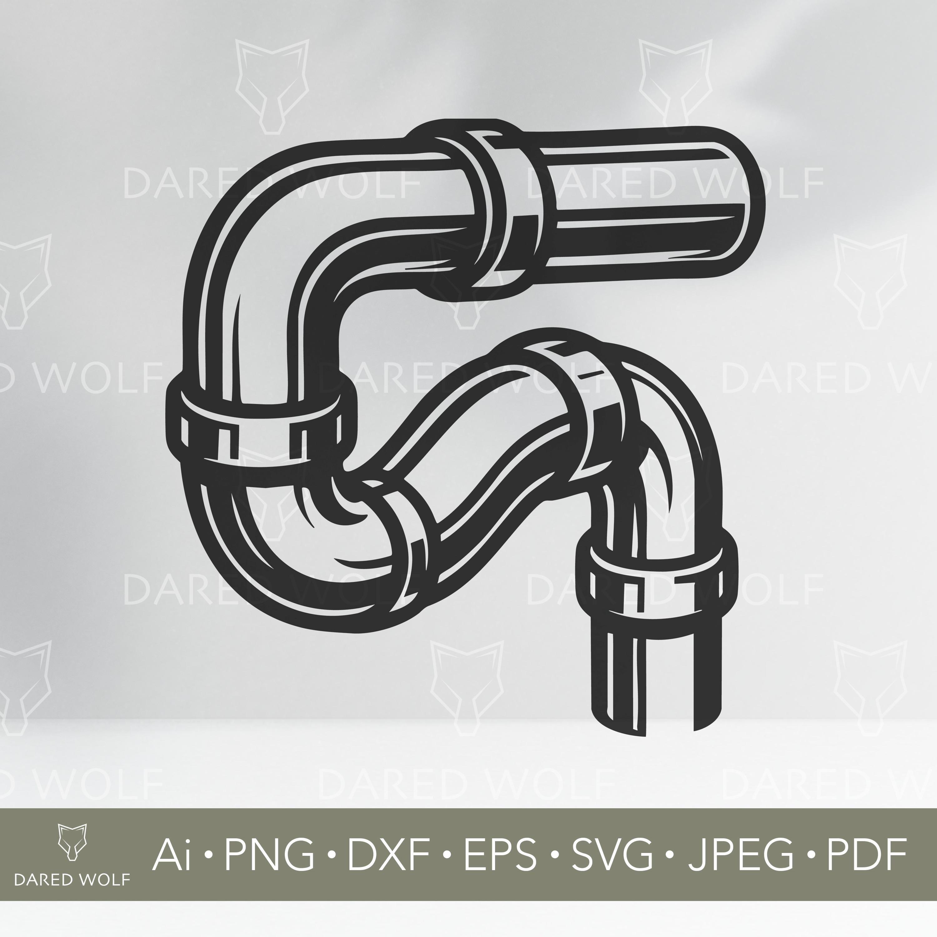 Vintage Pipe SVG – Engraving Style Plumbing Clipart (digital Download ...