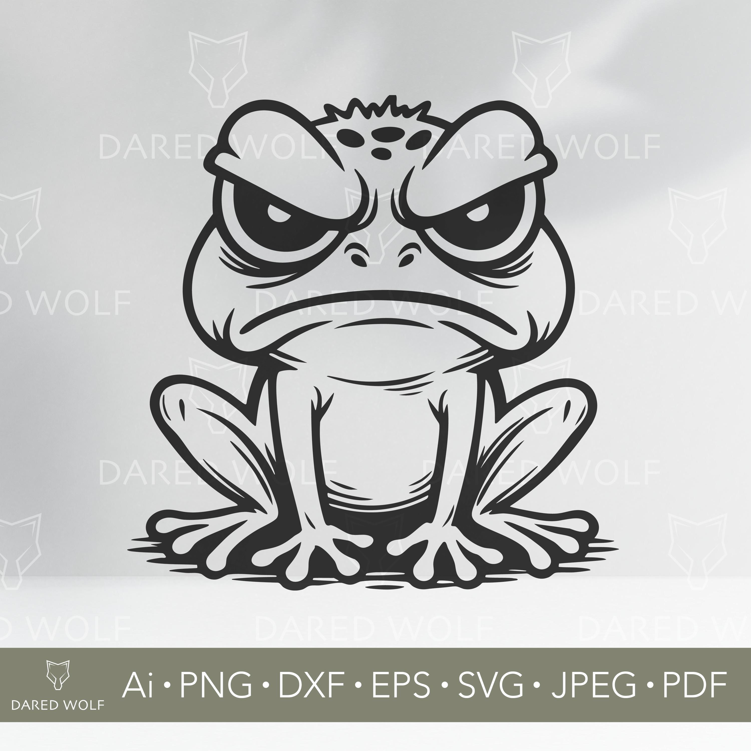 Grumpy Frog SVG - Angry Cartoon Toad Clipart - Funny Swamp Animal Art ...