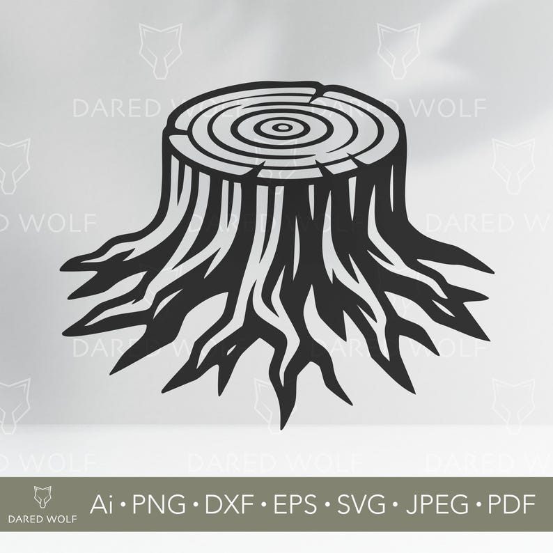 Tree Stump Clipart - Wood Roots Illustration - Rustic Nature Design for ...