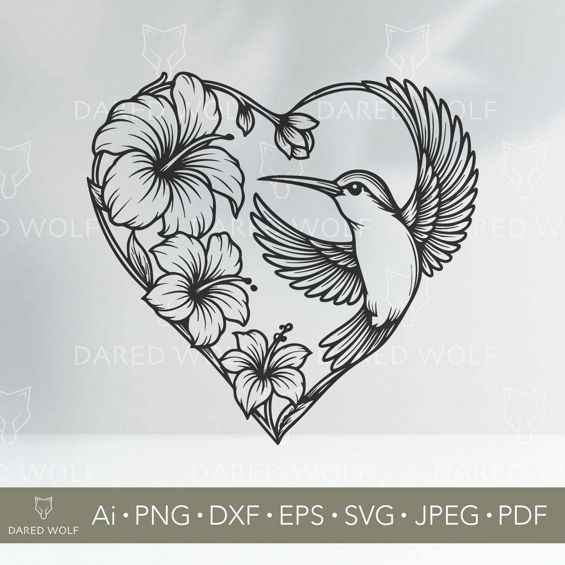 Hummingbird Heart SVG: Floral Love Clipart, Wedding Vinyl (digital File ...
