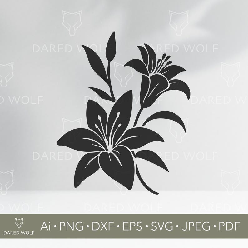 Lily Flower SVG: Elegant Floral Clipart for Cricut, Silhouette - Etsy