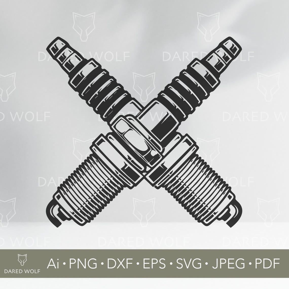 Crossed Spark Plugs SVG: Mechanic Garage Decor - Cricut, Silhouette ...
