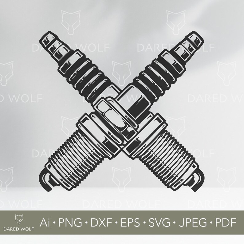 Crossed Spark Plugs SVG: Mechanic Garage Decor - Cricut, Silhouette ...