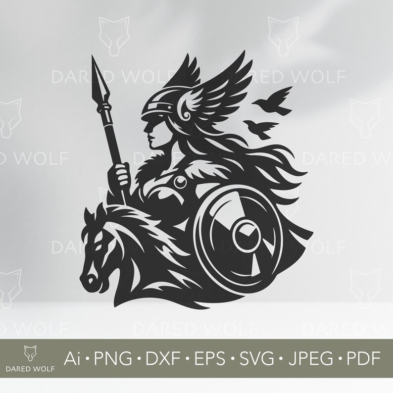 Valkyrie Clipart - Norse Warrior Woman Vector - Mythology Battle ...