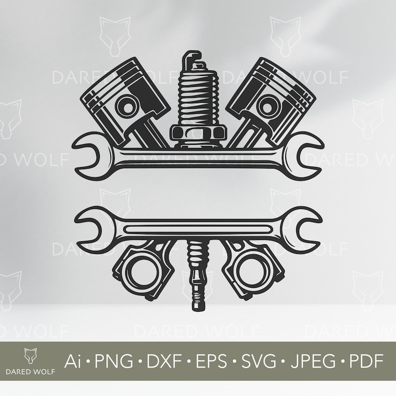 Mechanic Garage SVG: Wrench, Piston, Spark Plug Vector Bundle - Etsy