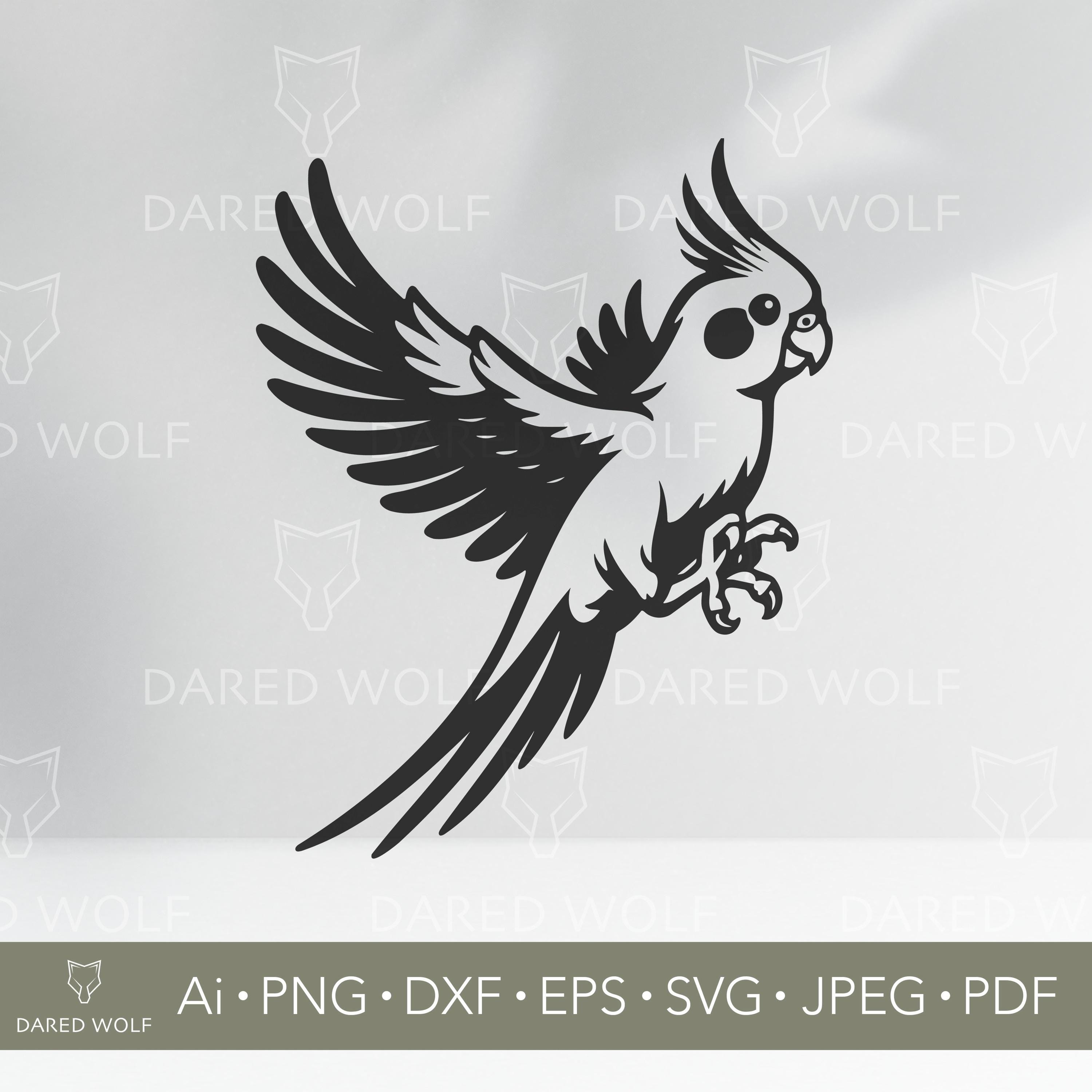 Cockatiel SVG Vector Art | Flying Parrot Bird Design for Cricut and ...