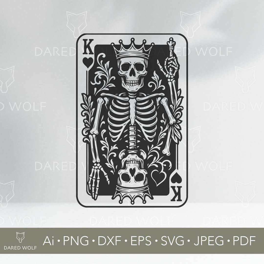 Skeleton King Playing Card SVG: Gothic Skull Vector Art (digital File ...
