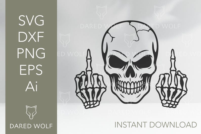 Skull With Middle Fingers SVG | Skeleton Hands Offensive Design | Rebel ...
