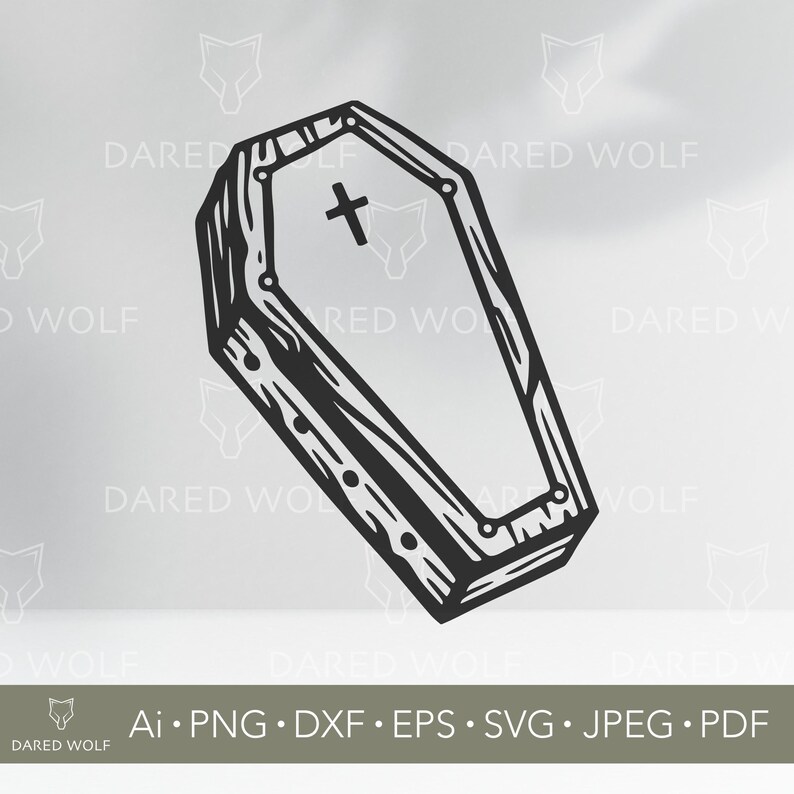 Coffin SVG With Cross: Gothic Halloween Vector Graphics (digital File ...