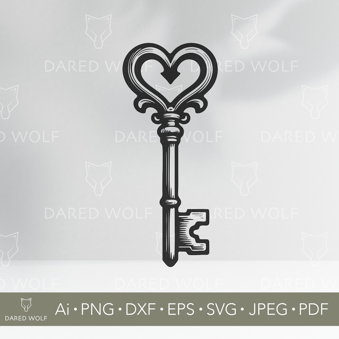 Heart Key Clipart - Vintage Skeleton Key - Romantic Love Symbol ...