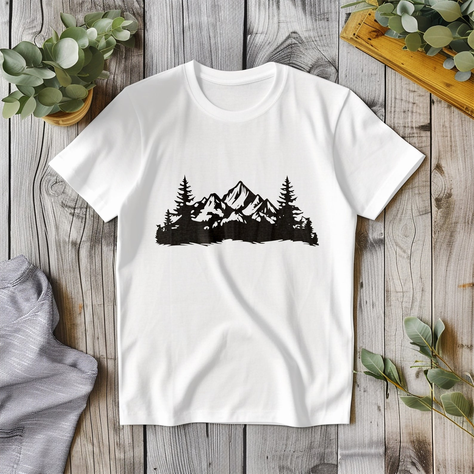 Mountain Scene Vector Cut File | Mountain Scene Clipart | Mountain Svg ...