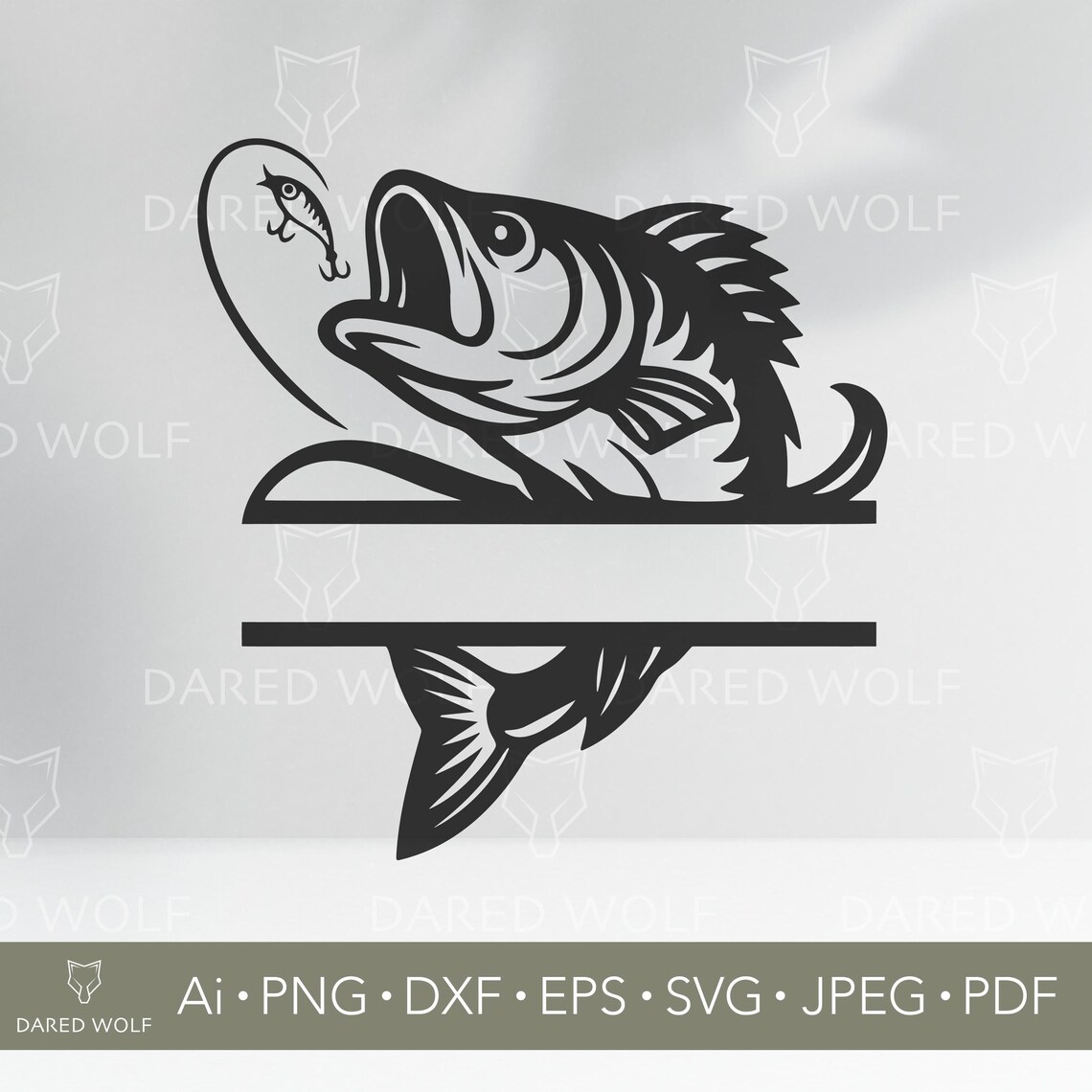 Fishing Monogram: Jumping Bass SVG, Cricut Silhouette (digital File) - Etsy