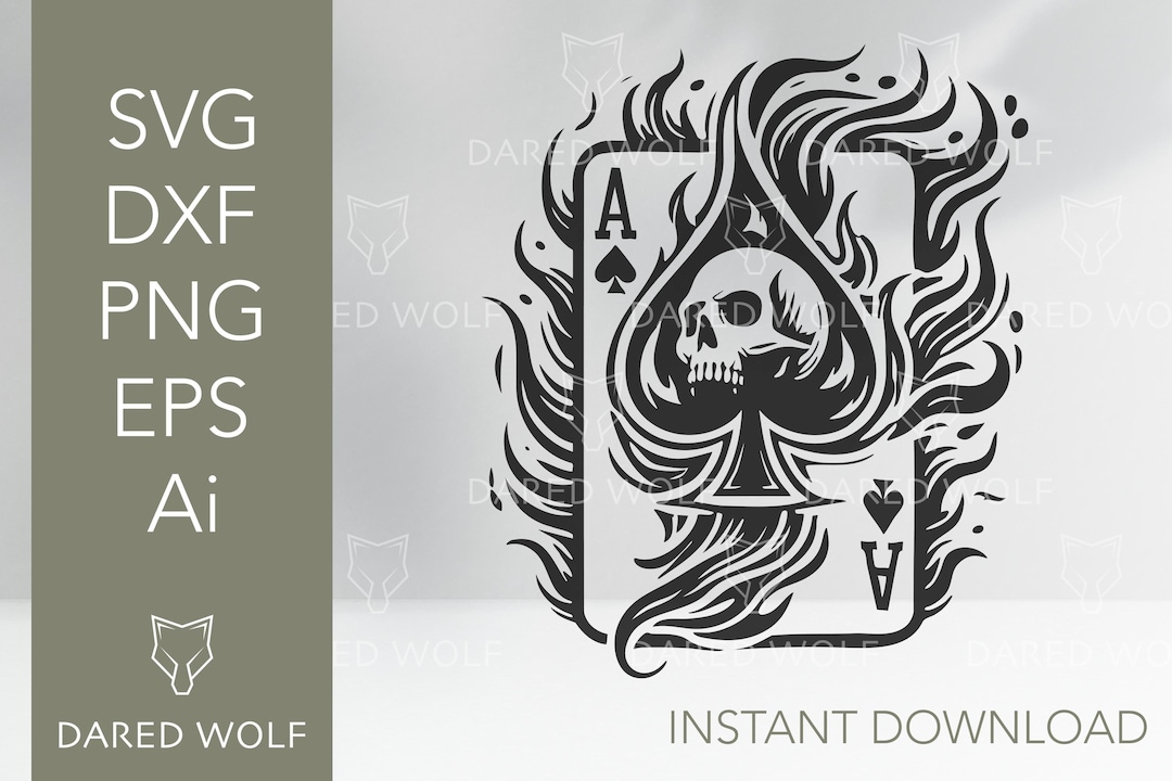 Flaming Ace of Spades With Skull | Poker Card Vector Art | Gothic SVG ...