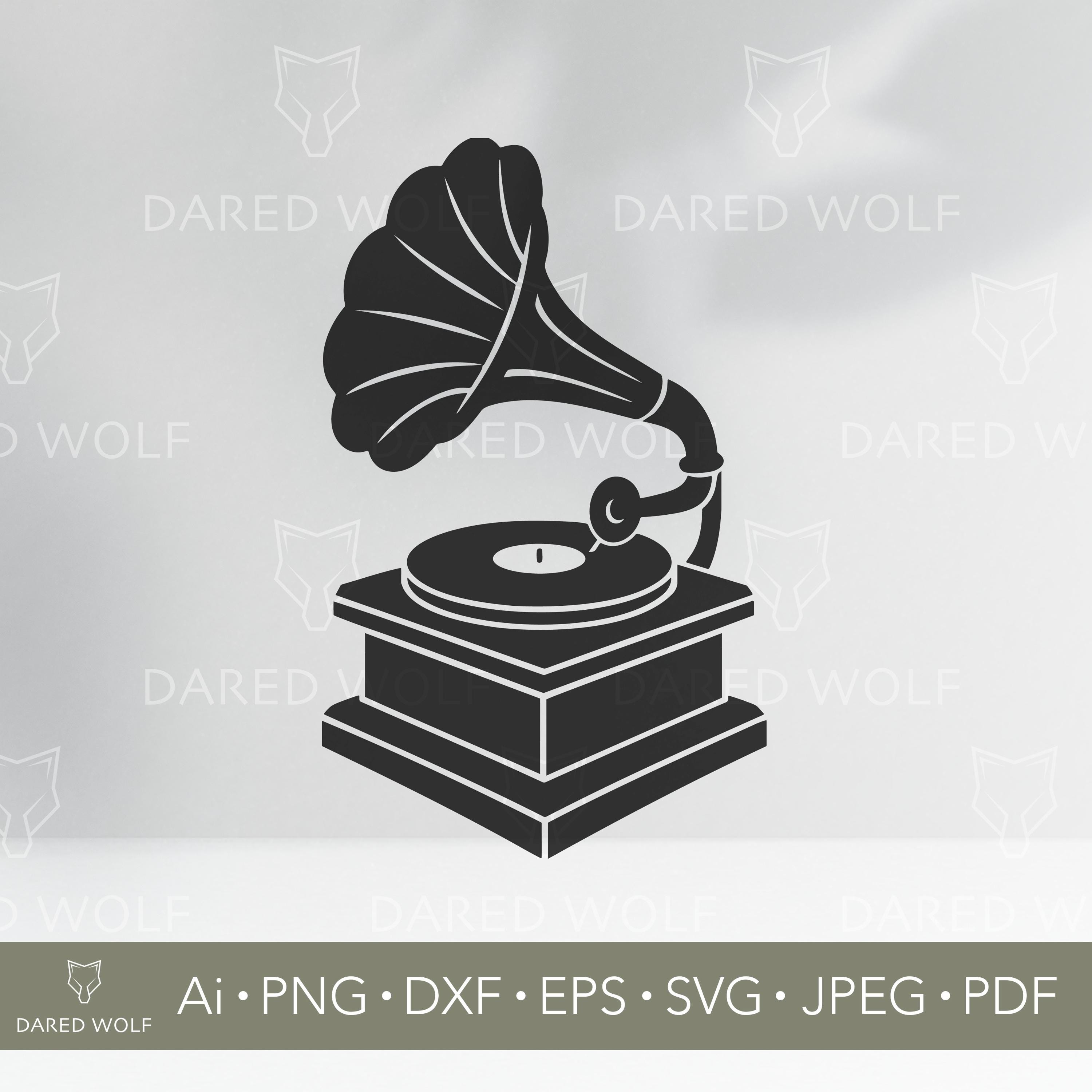 Vintage Gramophone Vector Art: Retro Record Player Clipart (digital ...