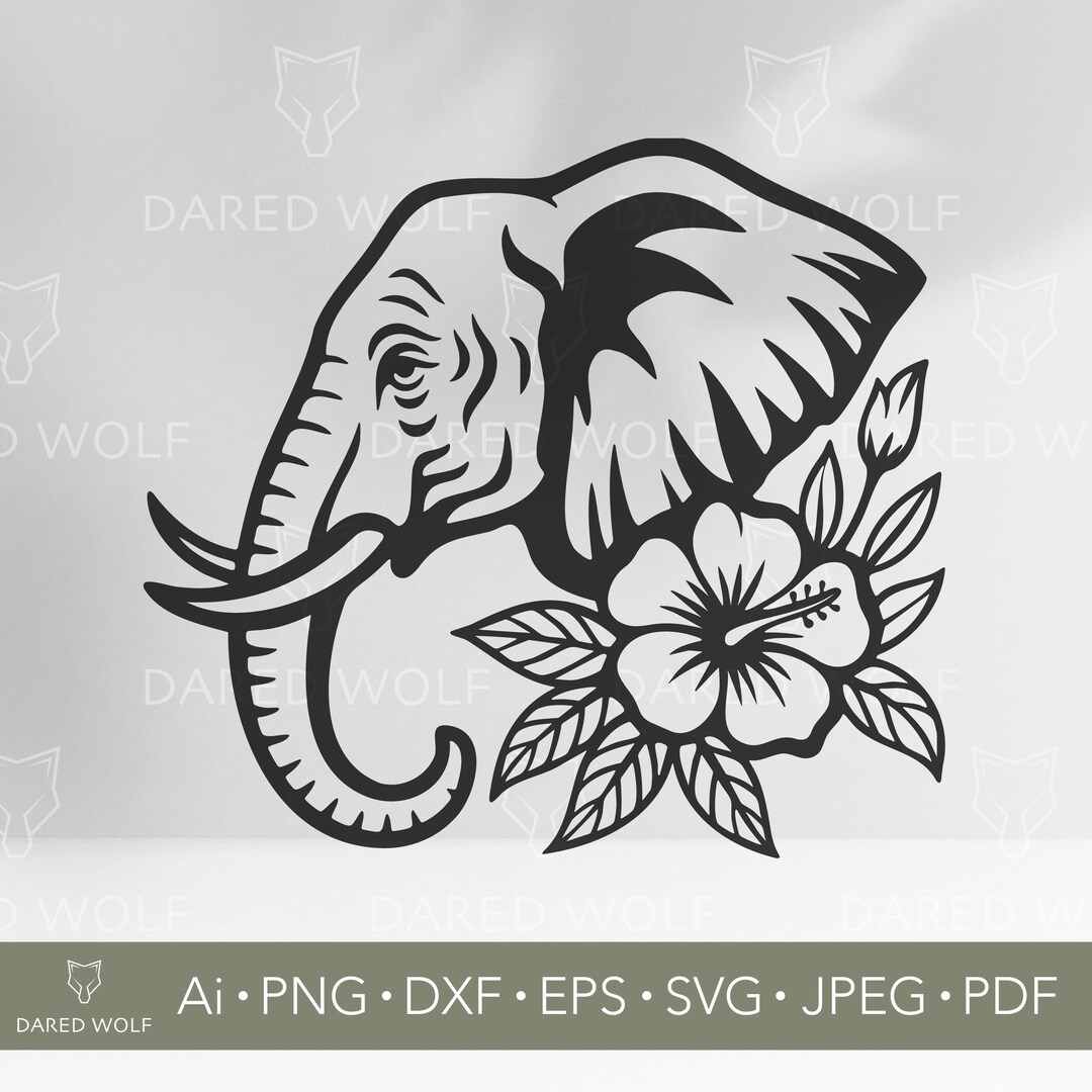 Elephant Floral SVG: Boho Jungle Animal Vector (digital File) - Etsy