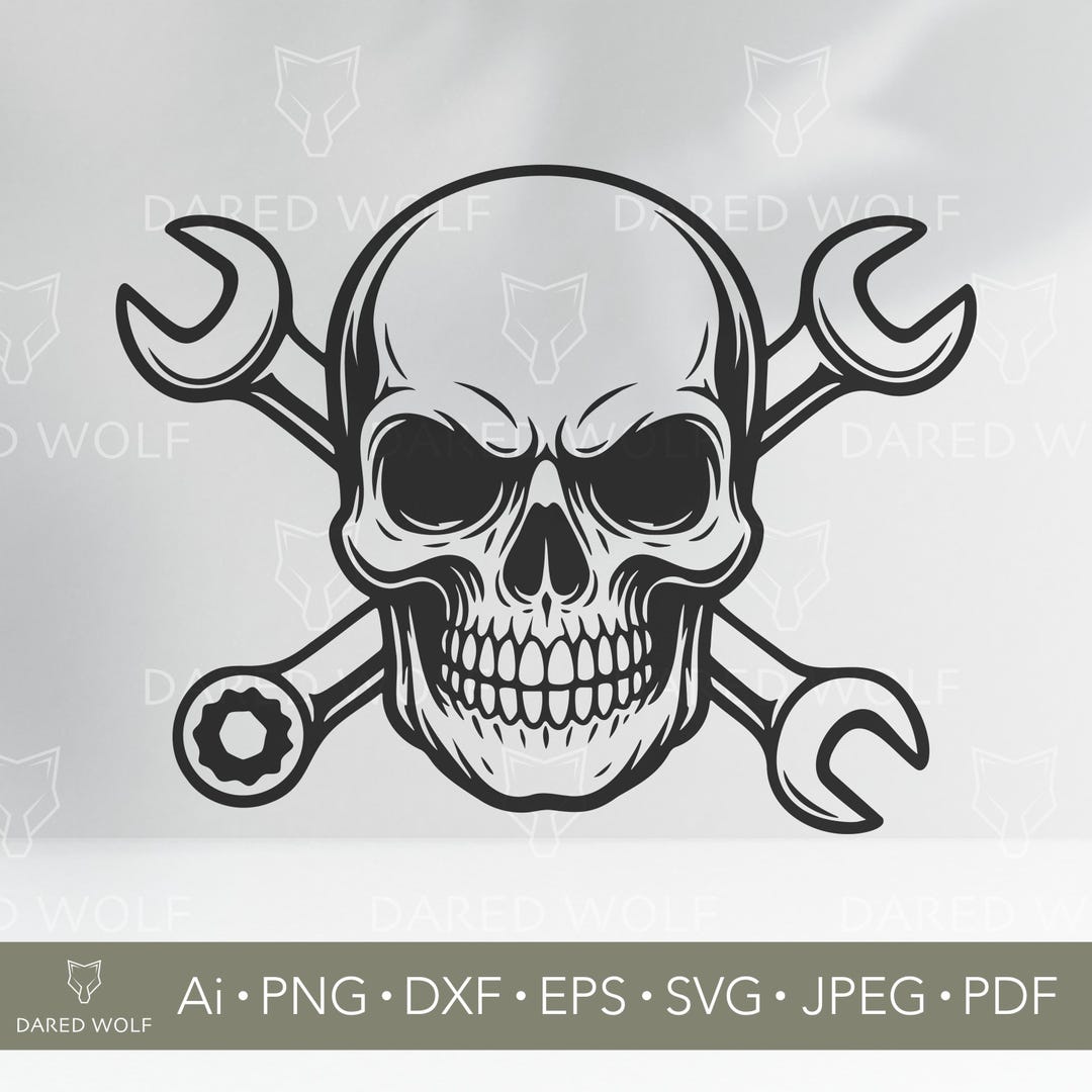 Skull Wrench Garage Art: Mechanic SVG Vector (digital Files) - Etsy
