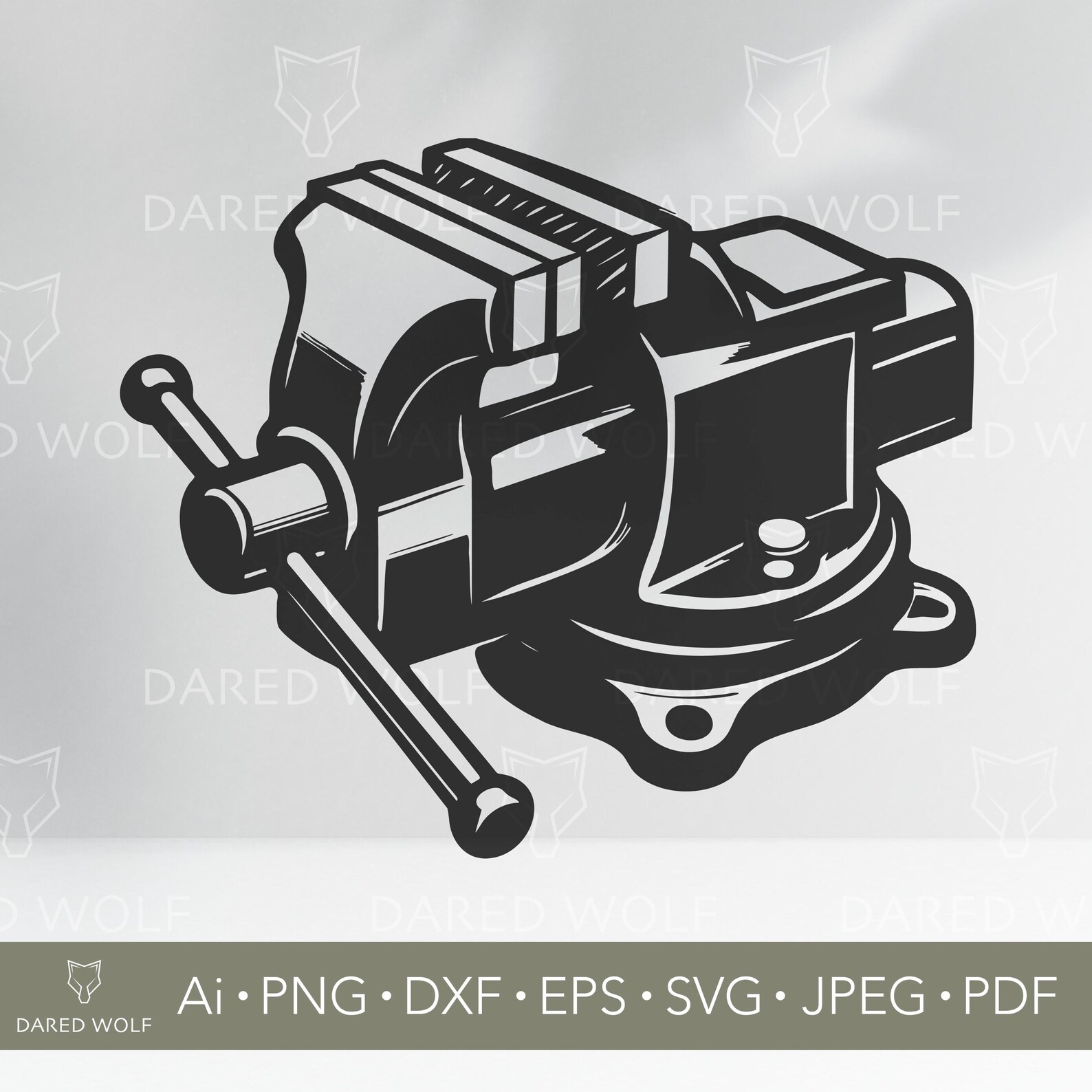 Bench Vise Clipart - Heavy Duty Tool Vector - Industrial Line Drawing ...