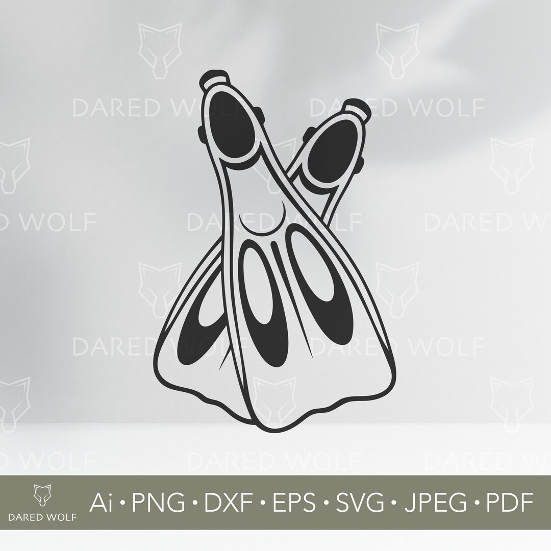 Scuba Fins Outline - Diving Gear Vector - Minimalist Ocean Clipart for ...
