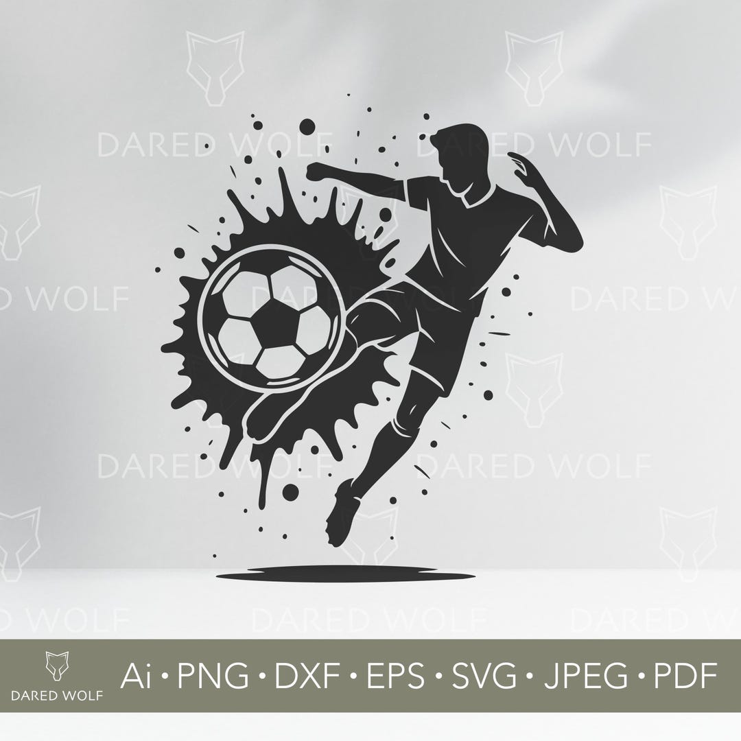 Soccer Player Kick SVG: Sports Silhouette for Cricut, Decals (digital ...