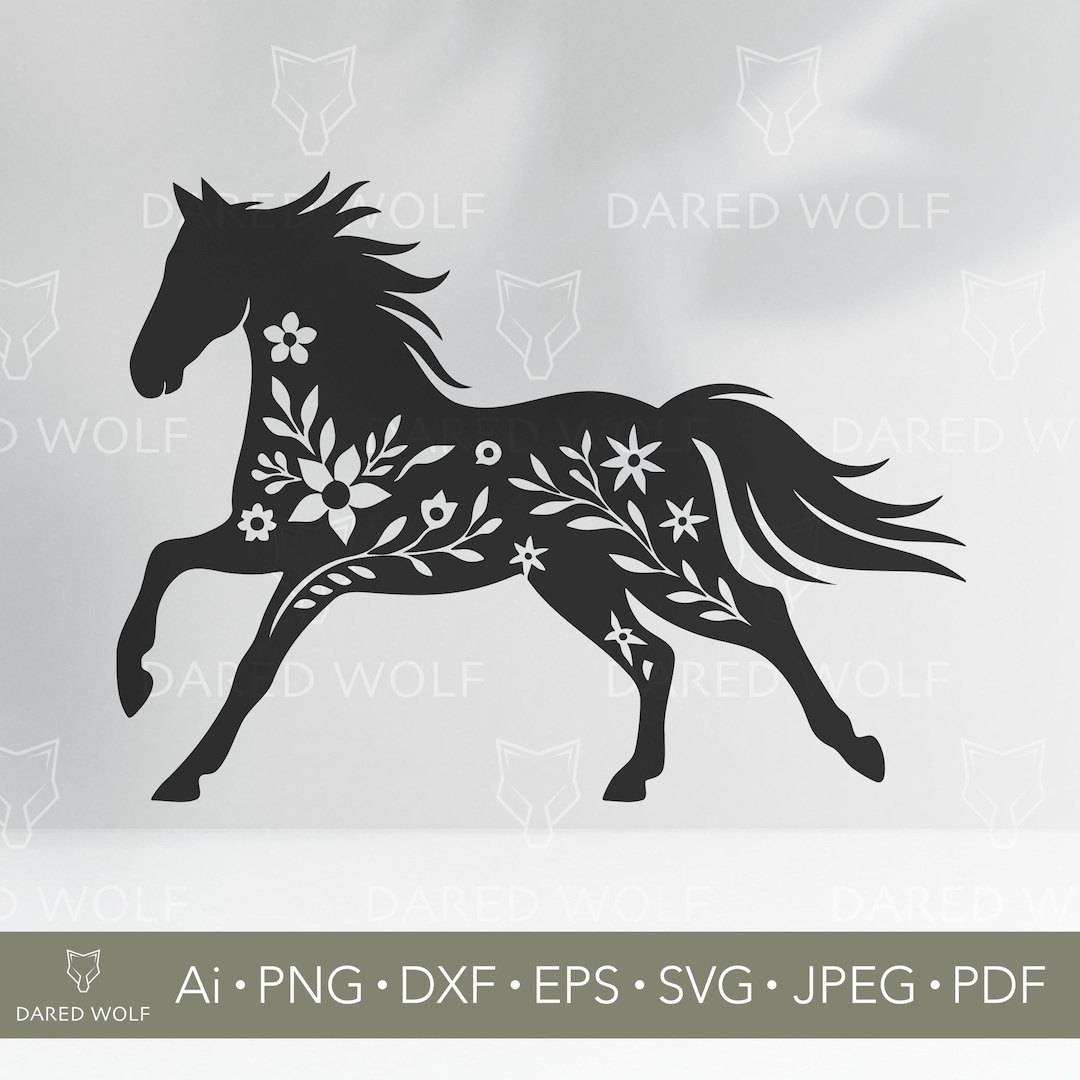 Floral Horse Vector Art | Boho Horse SVG for Cricut and Silhouette ...