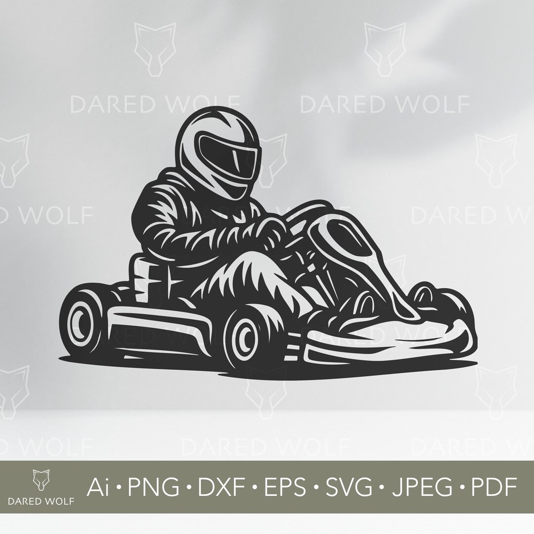 Go Kart Racing SVG | Kart Driver Vector Art for Cricut and Silhouette ...