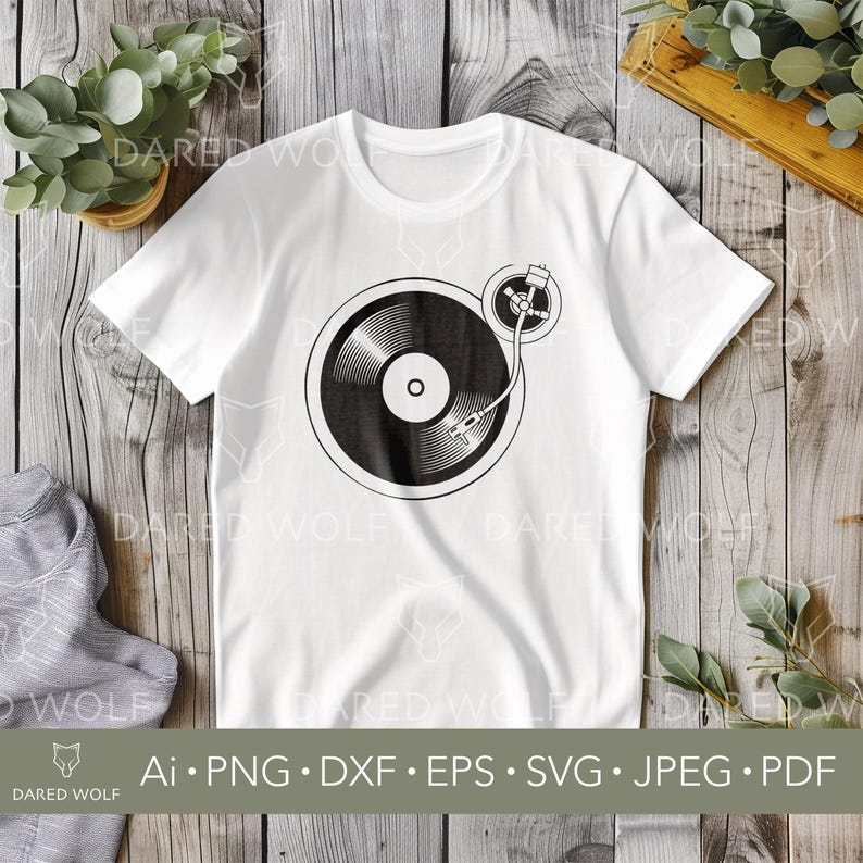 DJ Turntable SVG: Vinyl Record Player Silhouette - Retro Music Vector ...