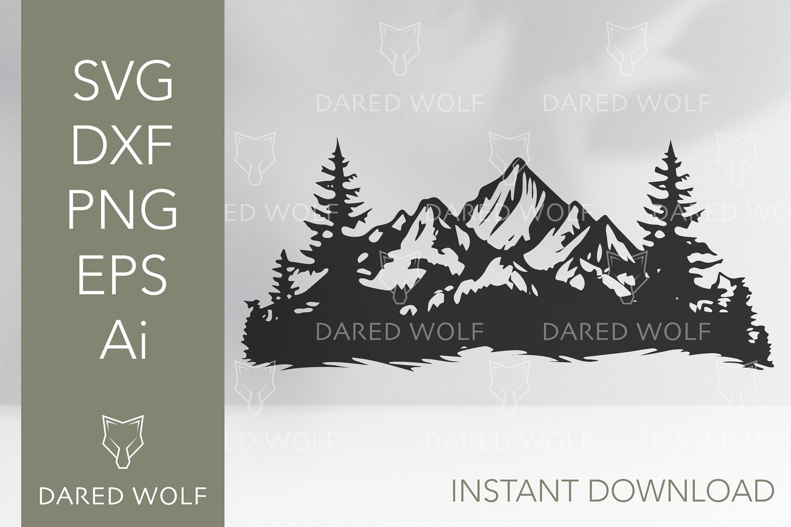 Mountain Scene Vector Cut File | Mountain Scene Clipart | Mountain Svg ...