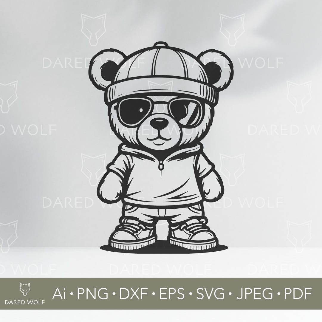Teddy Bear SVG | Hip Hop Vector Art, Cricut Ready - Etsy
